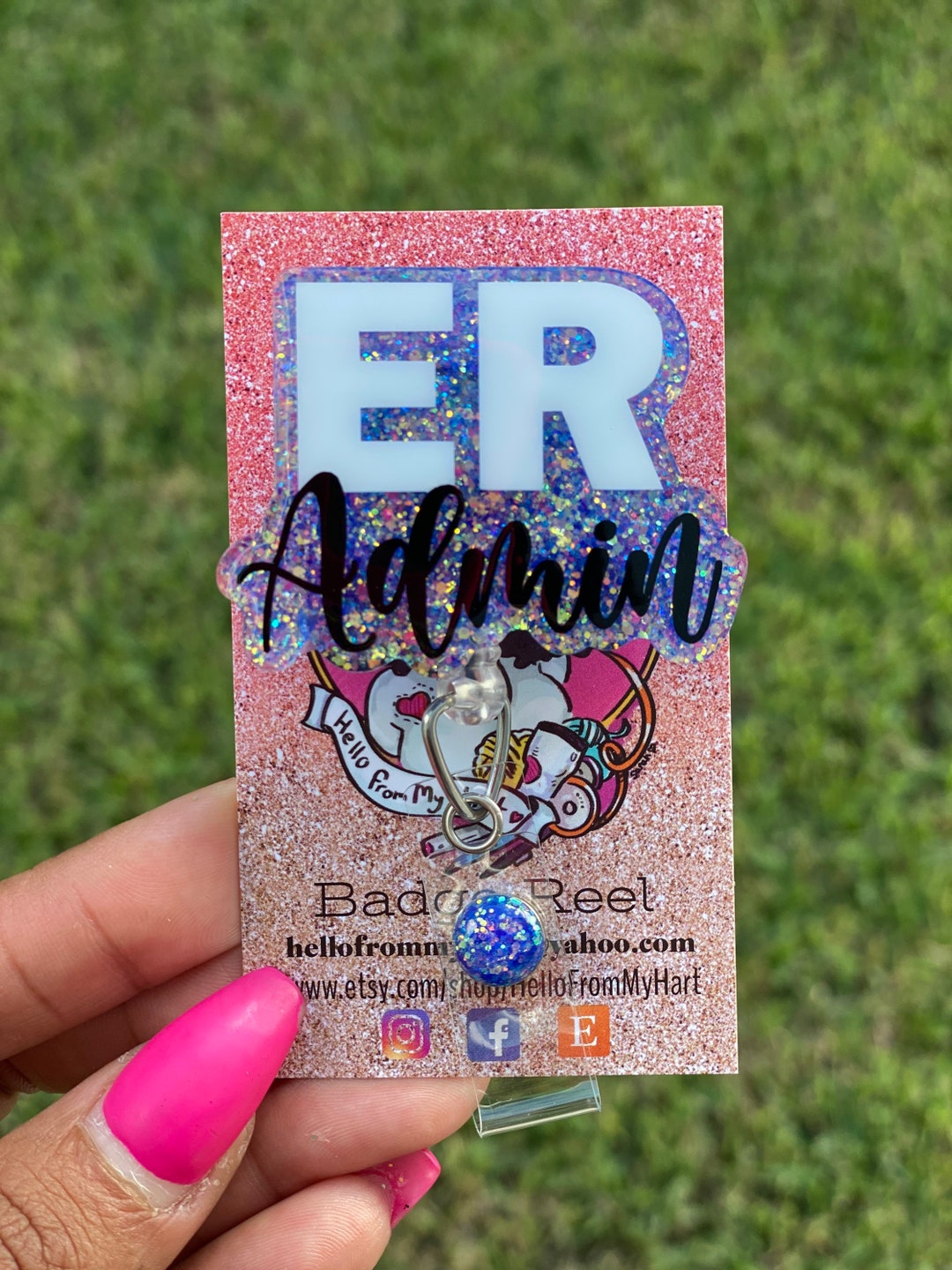 ER Admin Badge Reel, Glitter Badge Reel, Scrub Badge Reel, Healthcare ...