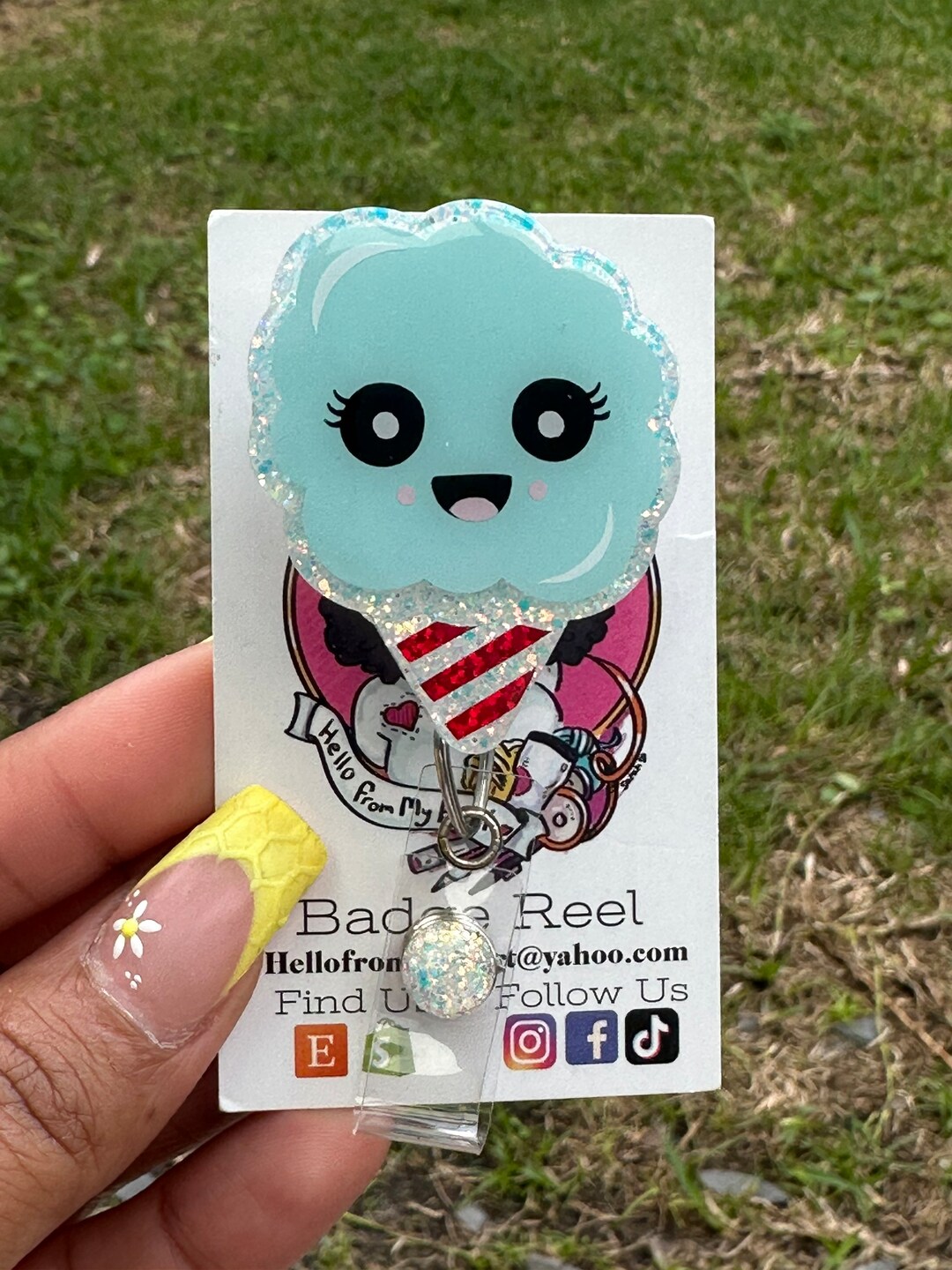 Cotton Candy Badge Reel, Food Glitter Badge Reel, Cute Badge Reel ...