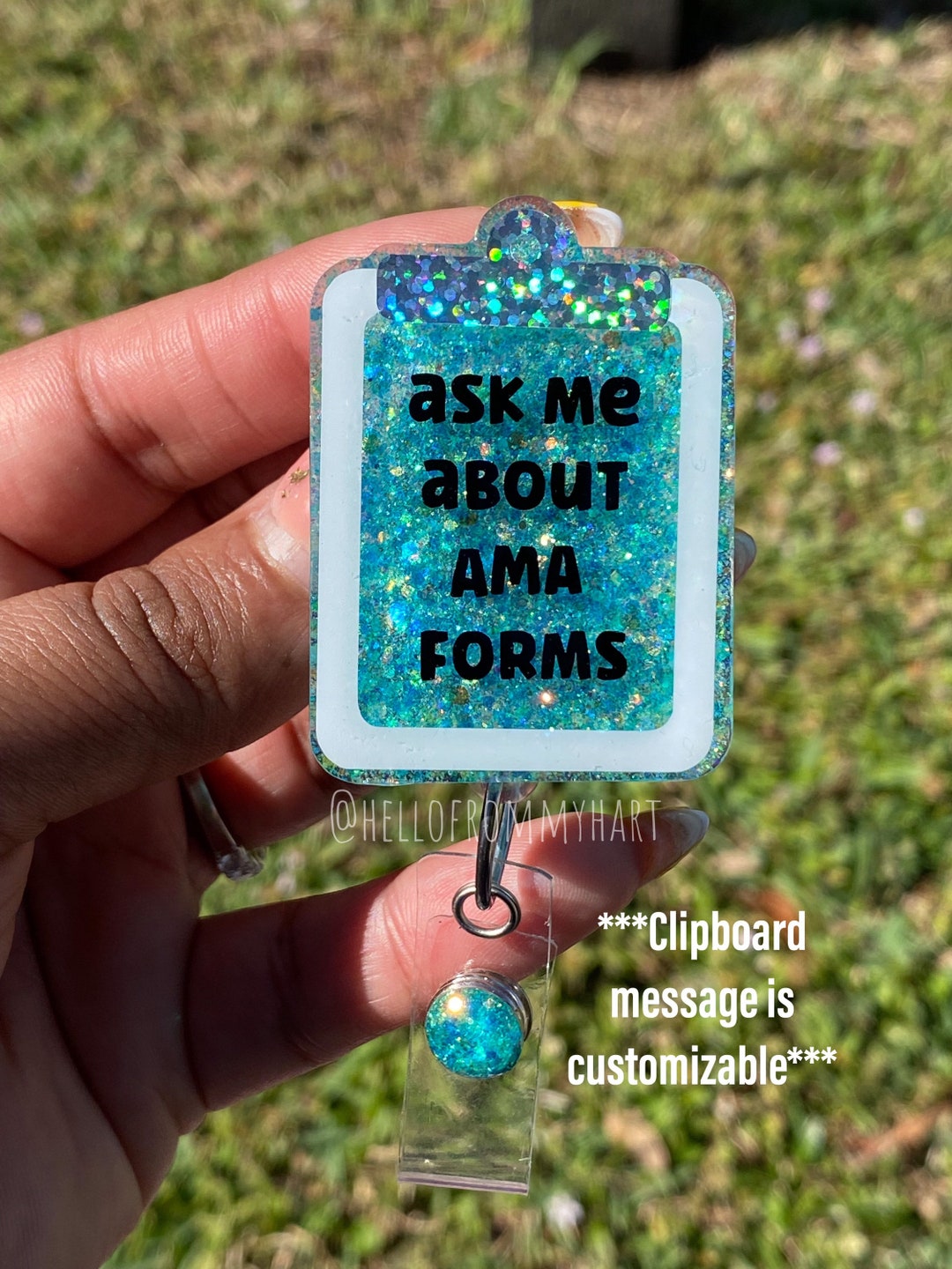 Ask me AMA Forms badge reel clipboard badge reel funny badge - Etsy.de