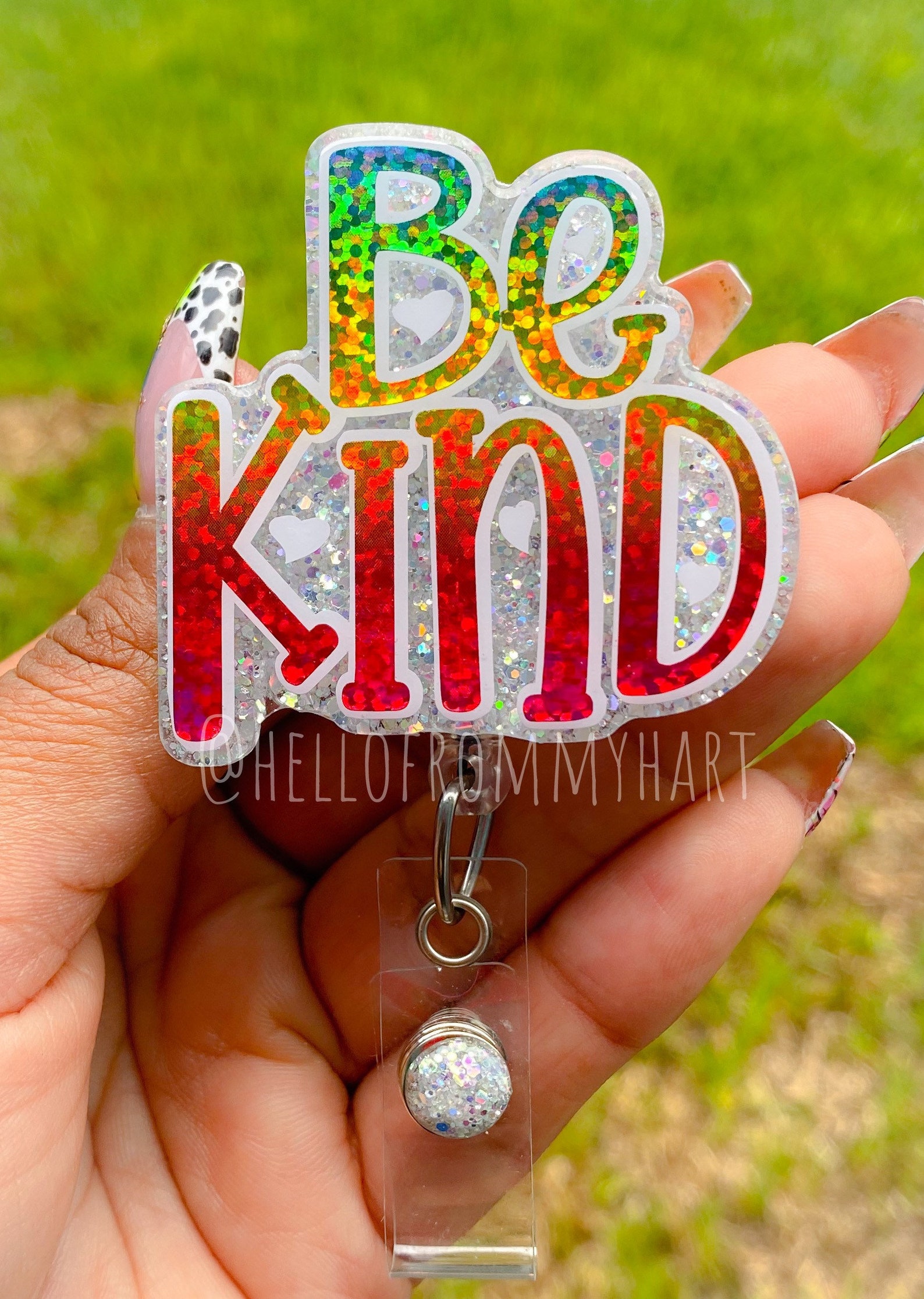 Be Kind badge reel glitter badge reel kindness badge reel | Etsy