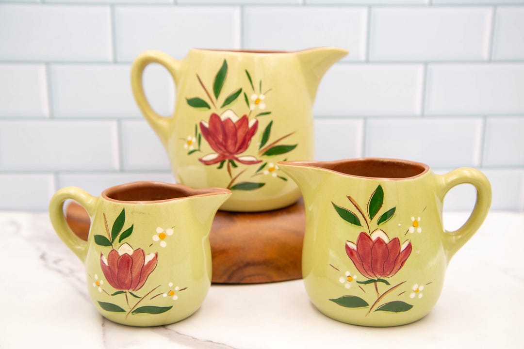 Vintage Stangl Pottery Magnolia Pitcher Set of 3 - Etsy