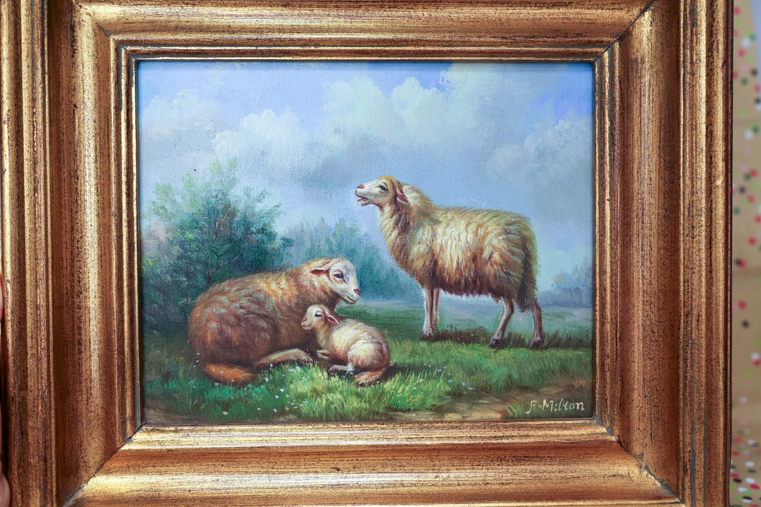 F. Milton Painting of Sheep in a Landscape, Sheep in Landscape on ...