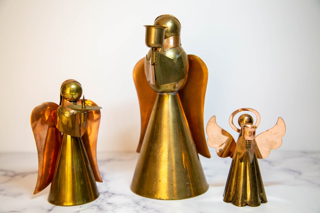 Vintage Brass / Copper Angel Trio - Etsy
