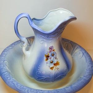 Vintage RS Prussia Ceramic Wash Basin and Pitcher Set - Etsy