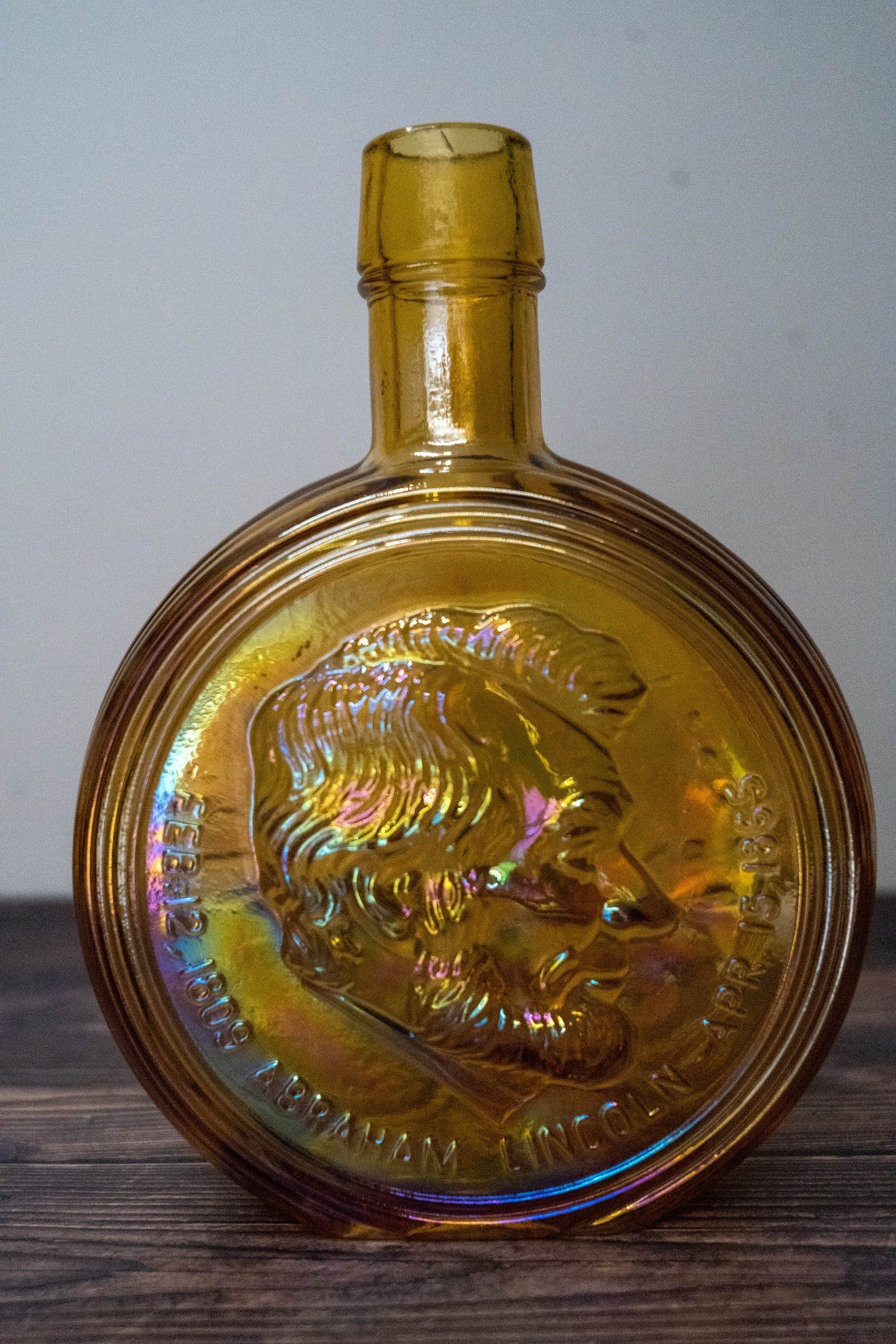 Large Wheaton Glass Abraham Lincoln Bronze Glass Bottle. Vintage. First ...