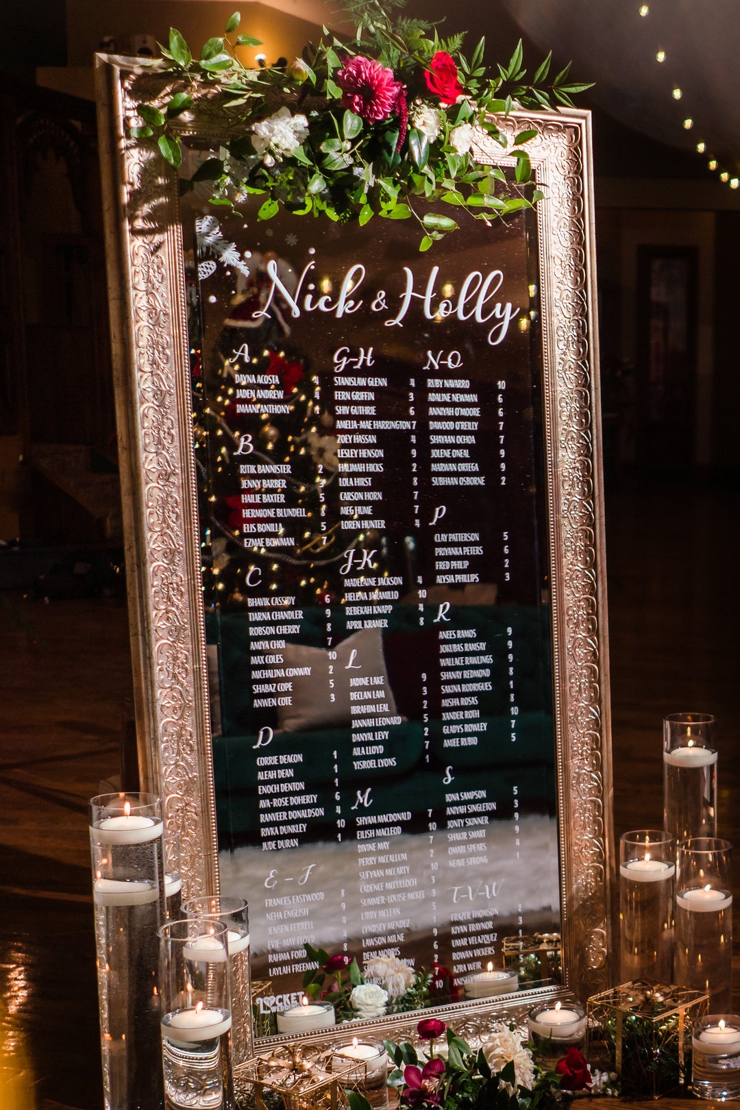 SAMPLE Wedding Mirror Seating Chart Static Cling Decal - Etsy