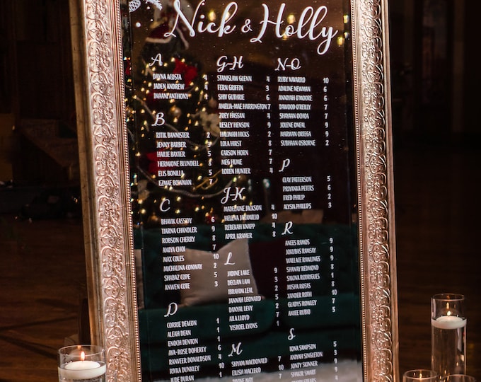 Wedding Mirror Seating Chart Static Cling Decal - Etsy
