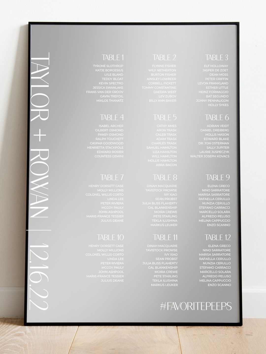 Headline Wedding Mirror Seating Chart Static Cling Decal - Etsy