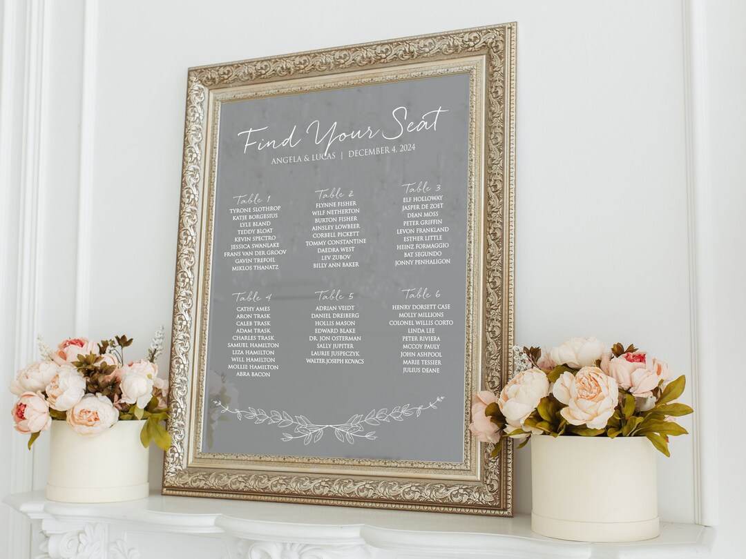 Rustic Branch Wedding Mirror Seating Chart Static Cling Decal - Etsy