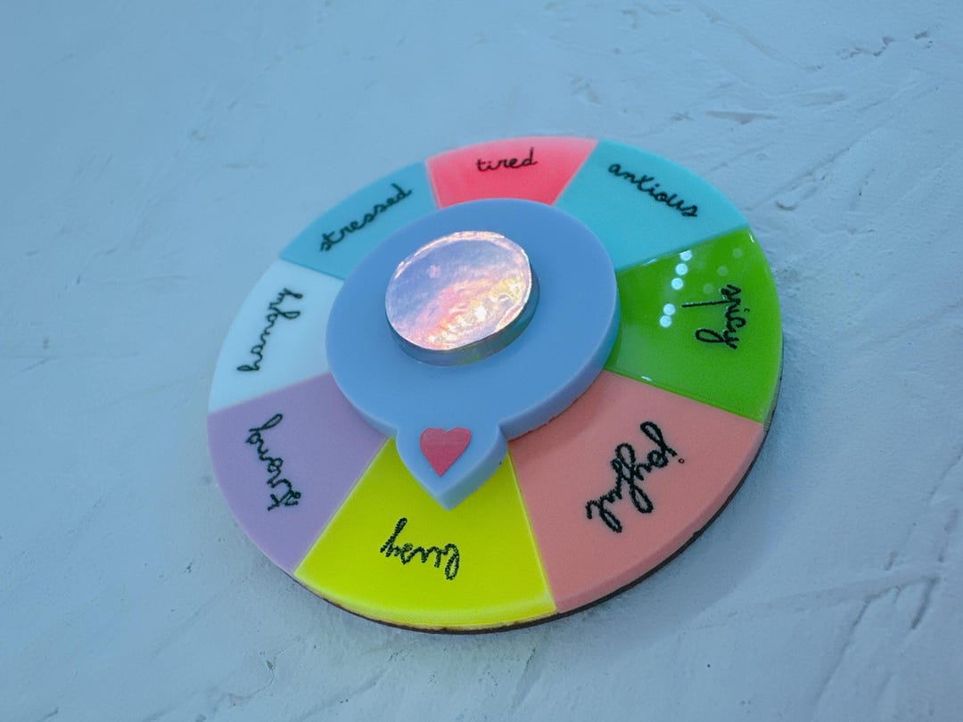Acrylic Feeling and Emotion Spinner Brooch Badge, Adult Feelings ...
