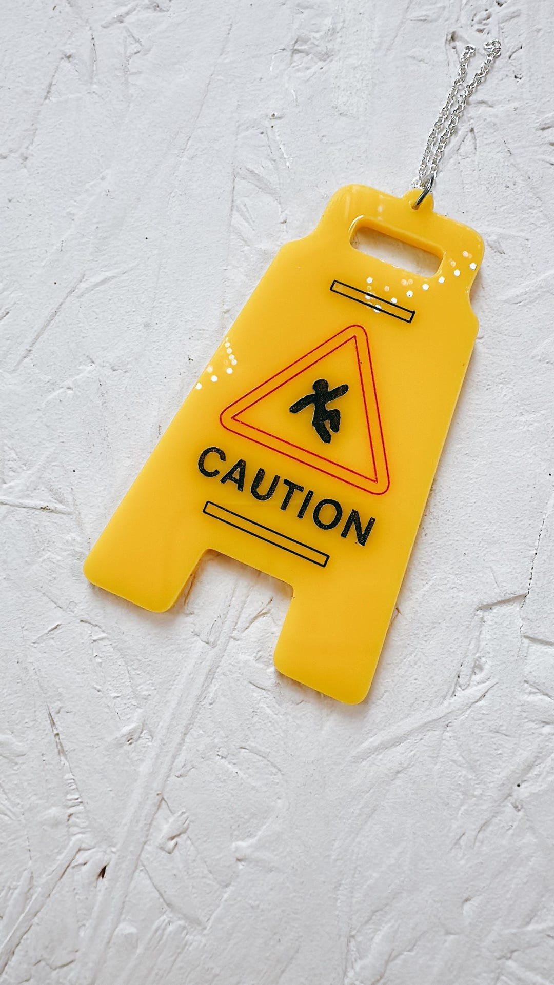 Acrylic Caution Sign Necklace, Slip Caution Necklace, Gift for Birthday ...