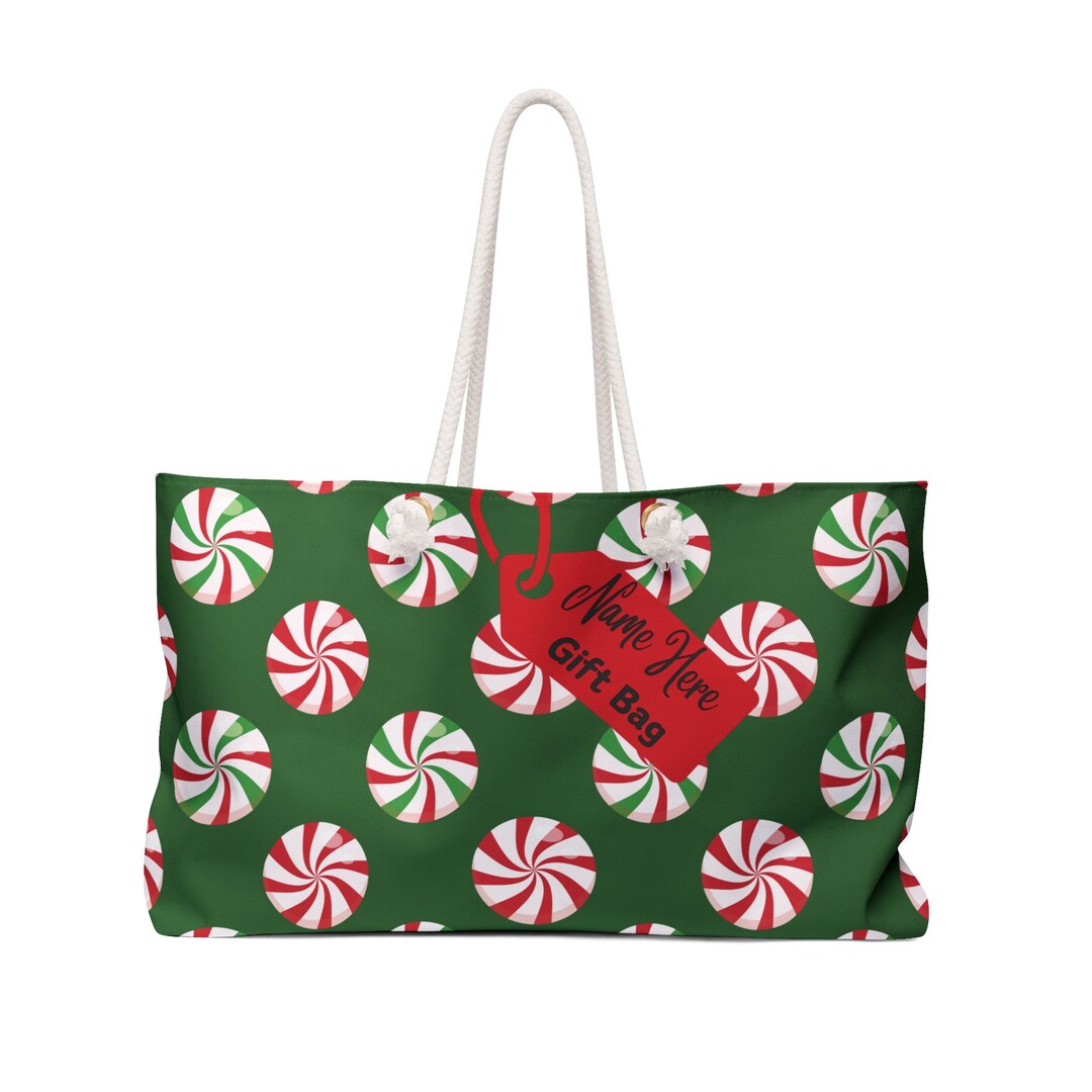 Personalized Tote With Candy Printed on the Outside, Christmas Candy ...