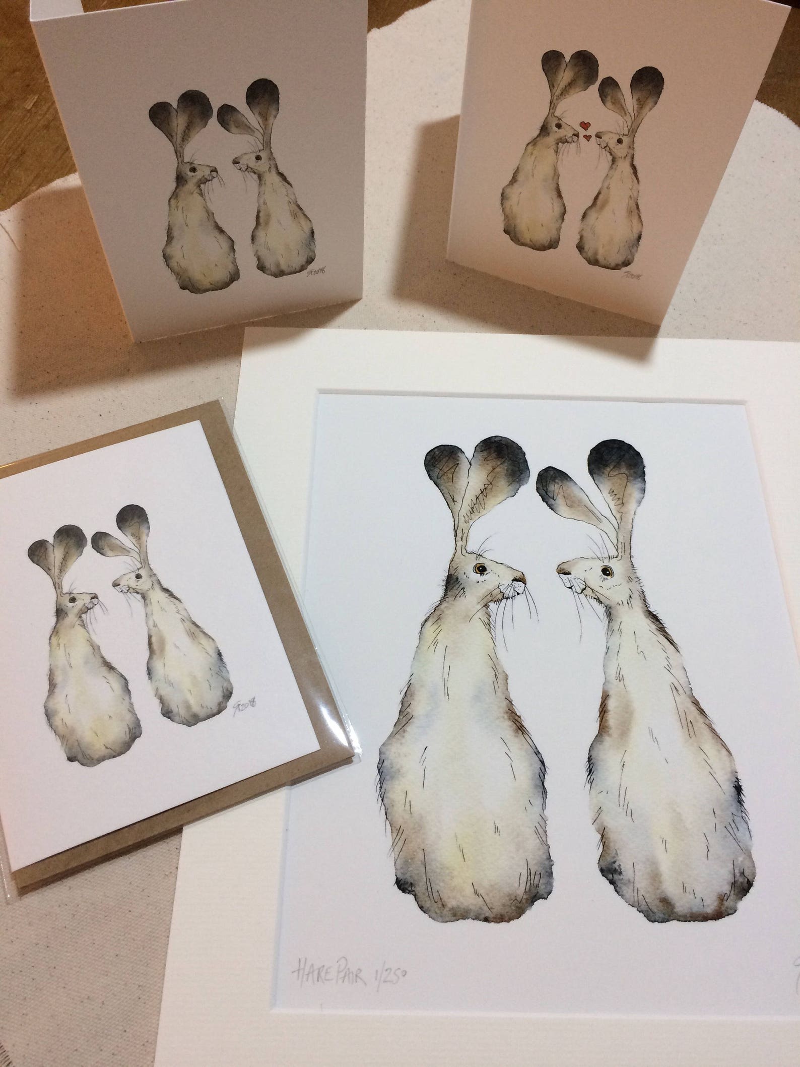 Hare Card, Hare Greetings Card, Hare Pair Greetings Card - Etsy