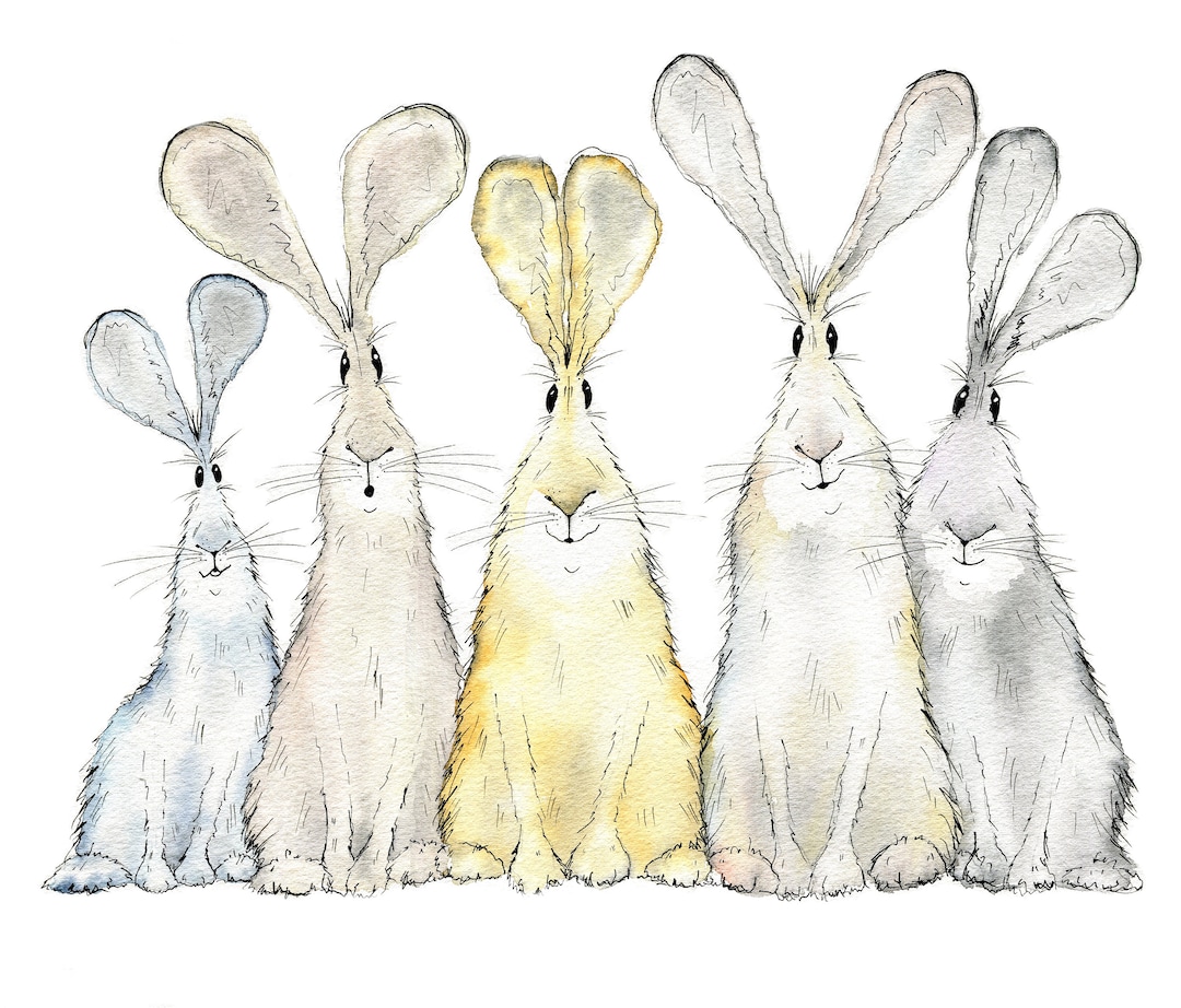 Hare Print - Five Hares Print, Limited Edition Print - Etsy