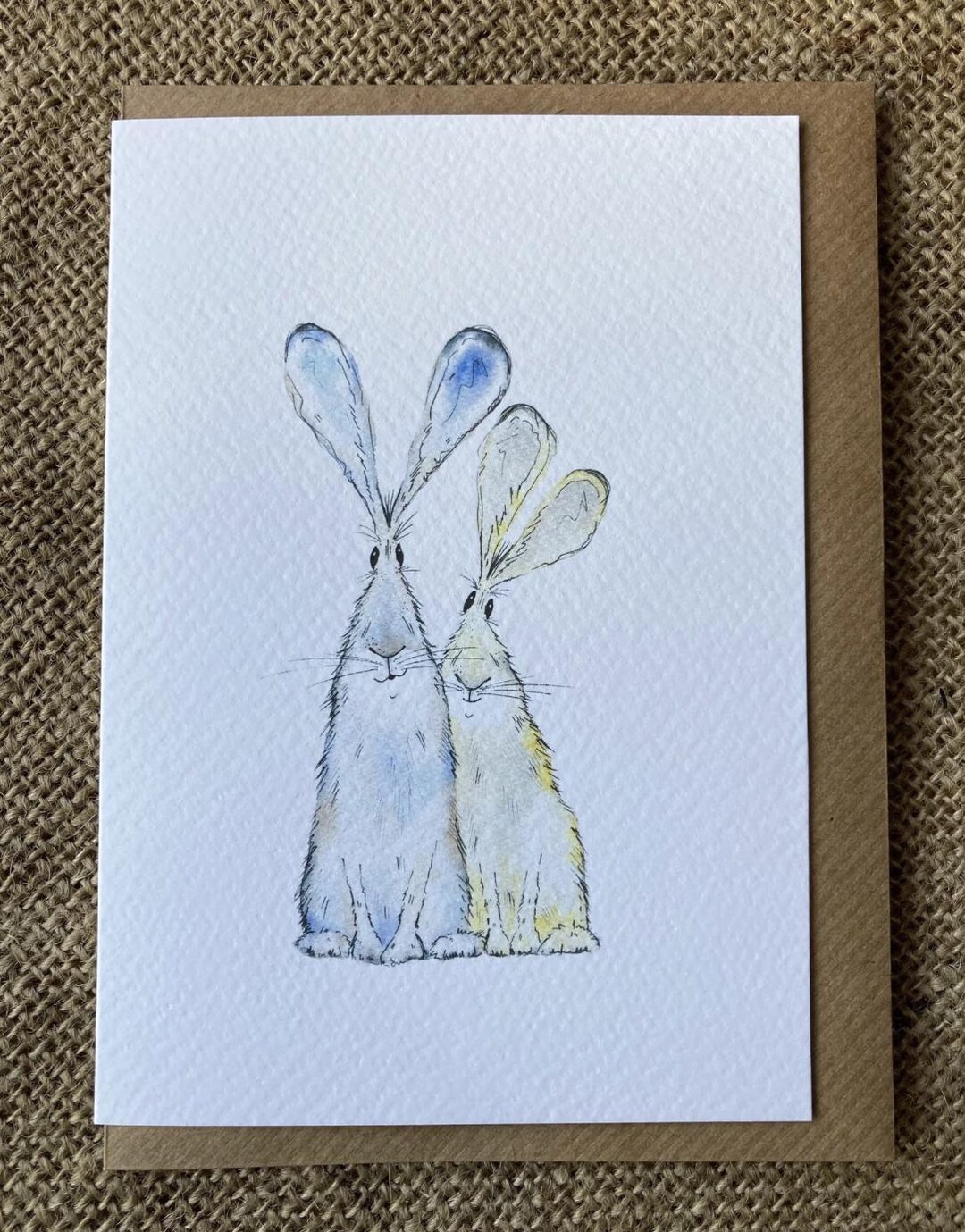 Two Hares Card, C6 Size, Single Card or Pack of Five Cards, Easter Card ...