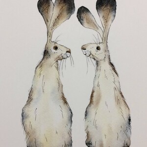 Hare Print - Hare Pair Print, Limited Edition Print - Etsy