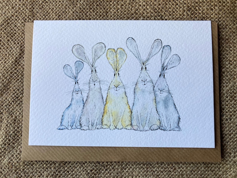 Pack of Five Mixed HARE Greetings Cards, Easter Cards, Hare Cards - Etsy