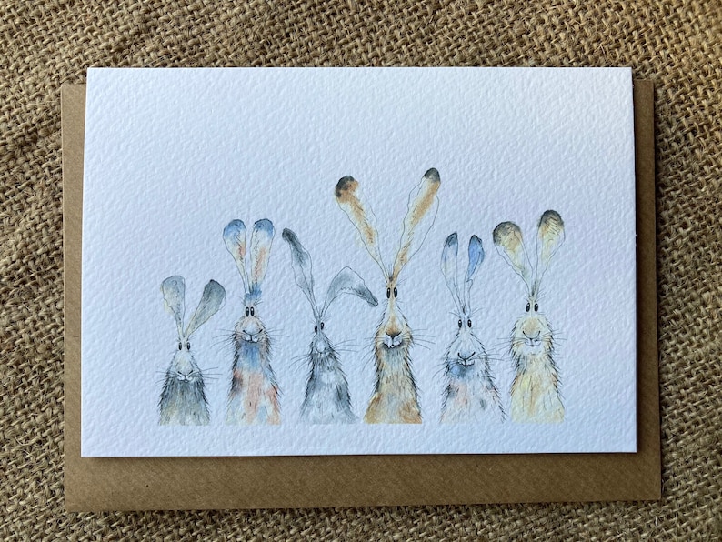 Pack of Five Mixed HARE Greetings Cards, Easter Cards, Hare Cards - Etsy