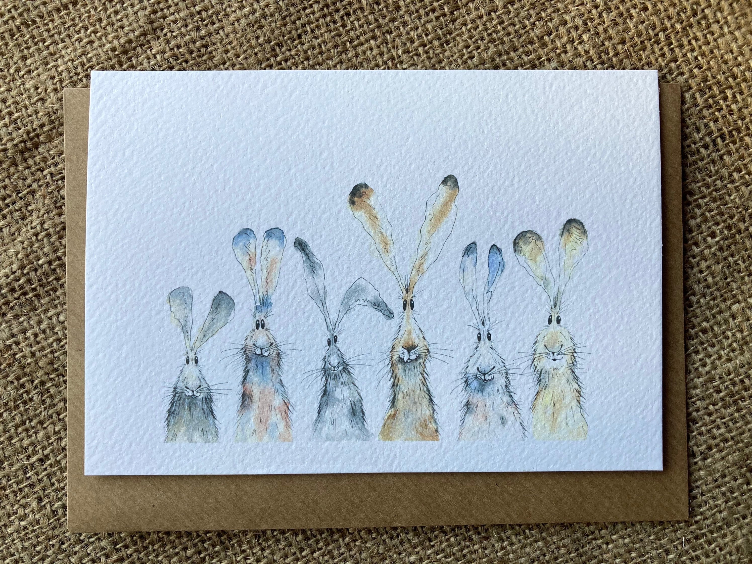 Pack of Five Mixed HARE Greetings Cards, Easter Cards, Hare Cards - Etsy UK