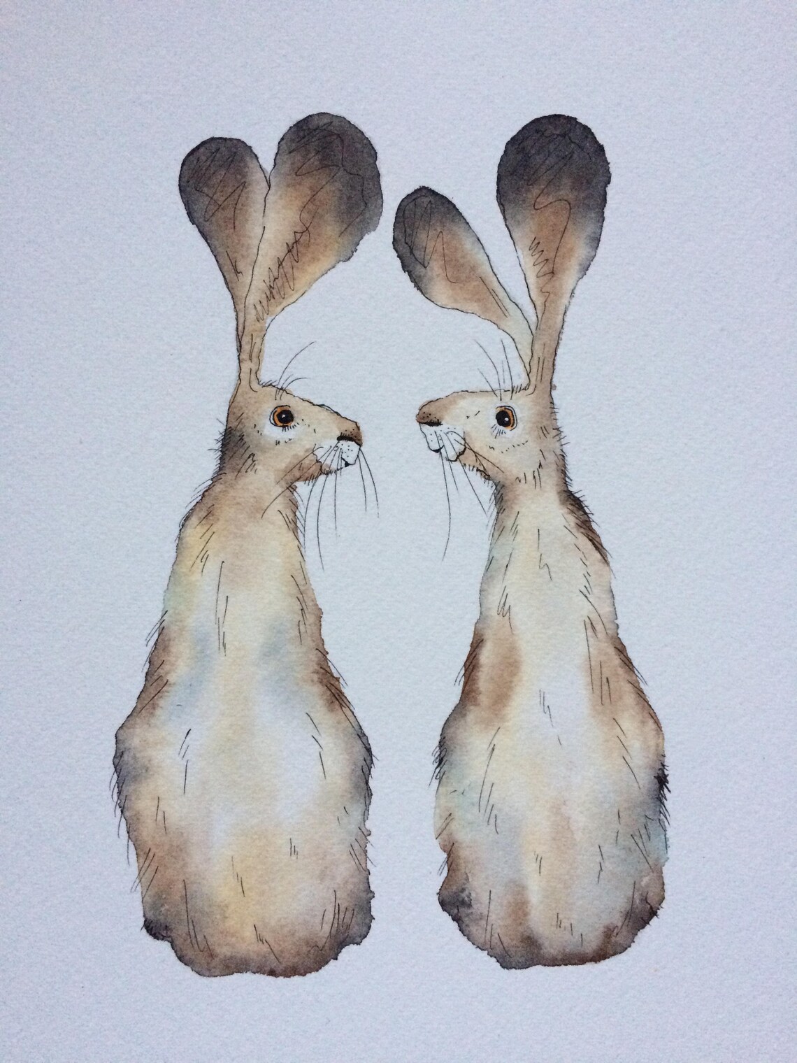 Hare Card Hare Greetings Card Hare Pair Greetings Card | Etsy