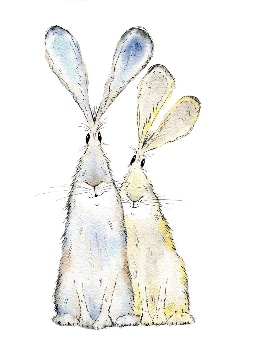 Hare Print - Two Hares Print, Limited Edition Print - Etsy