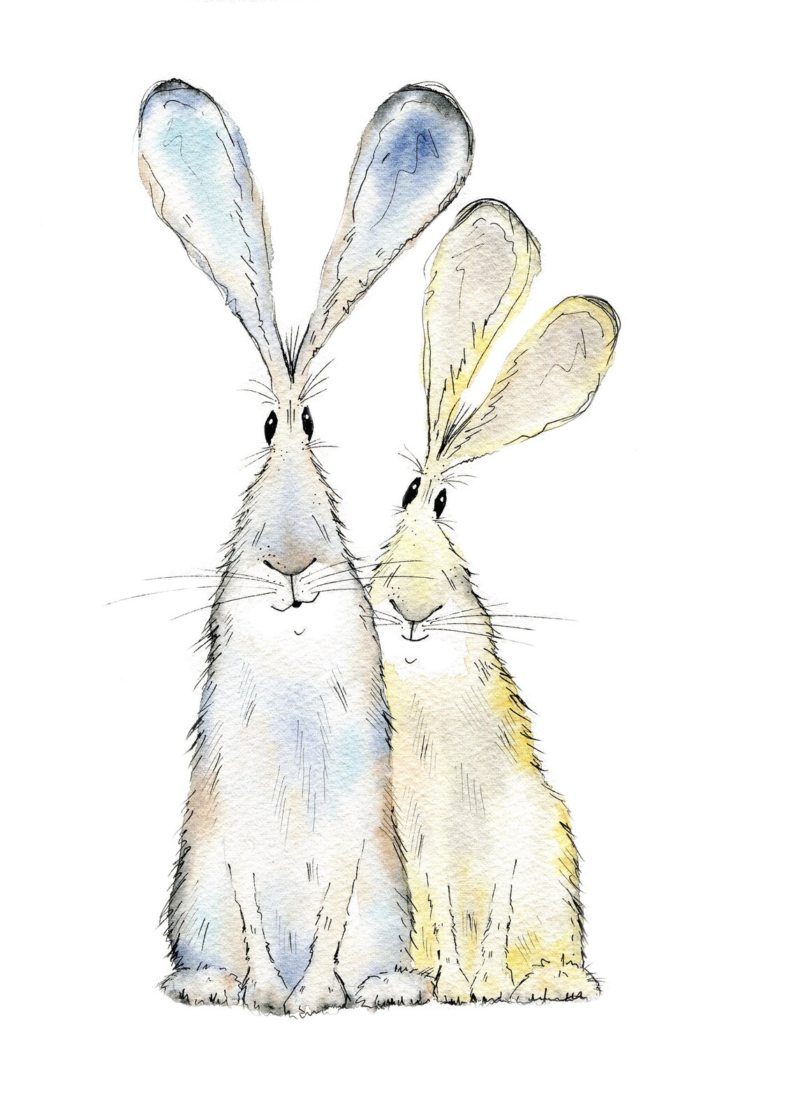 Hare Print - Two Hares Print, Limited Edition Print - Etsy Australia