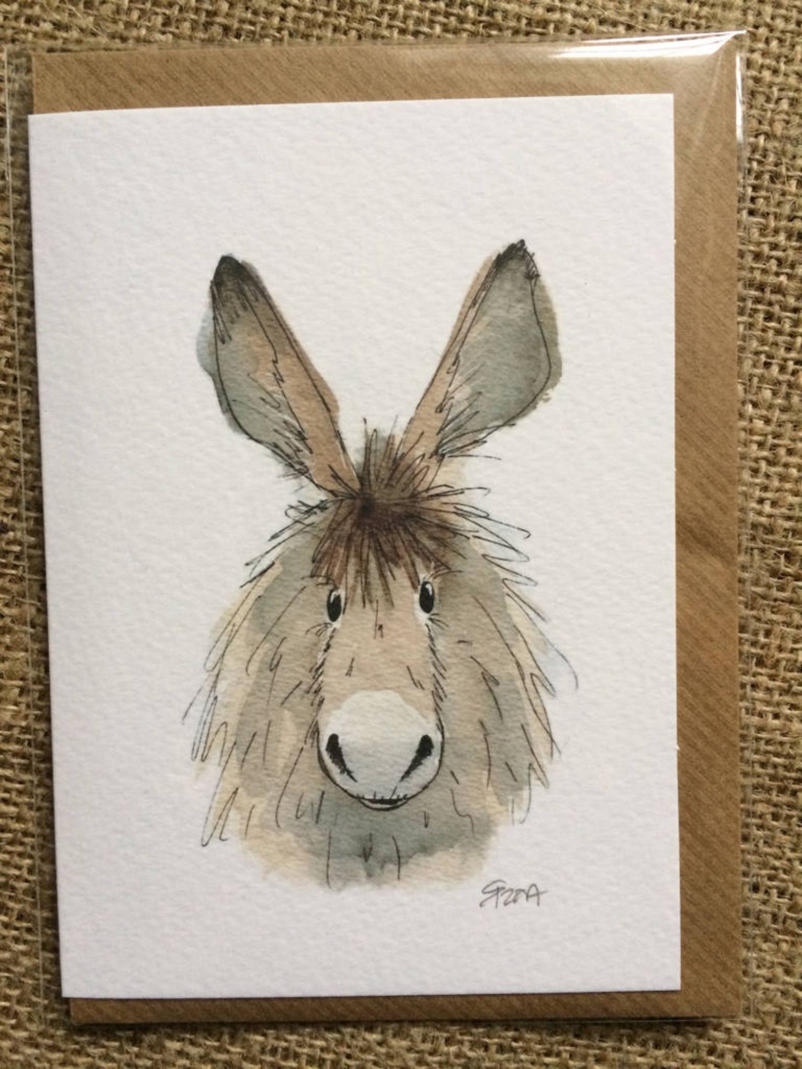 Dennis the Donkey Greetings Card, Donkey Greetings Card, - Etsy