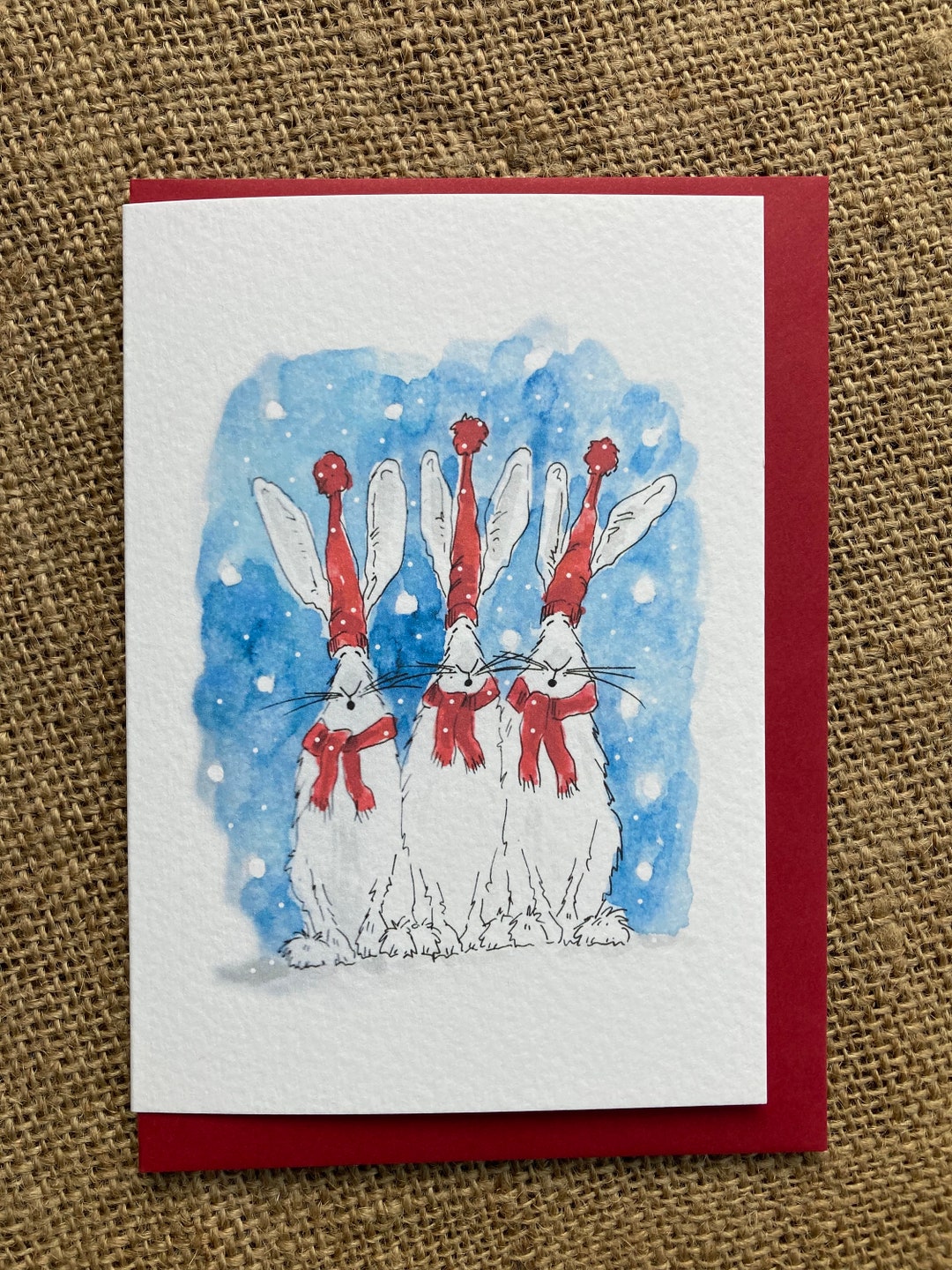 Pack of Five Hare Christmas Cards, Hare Cards, Christmas Cards, We ...