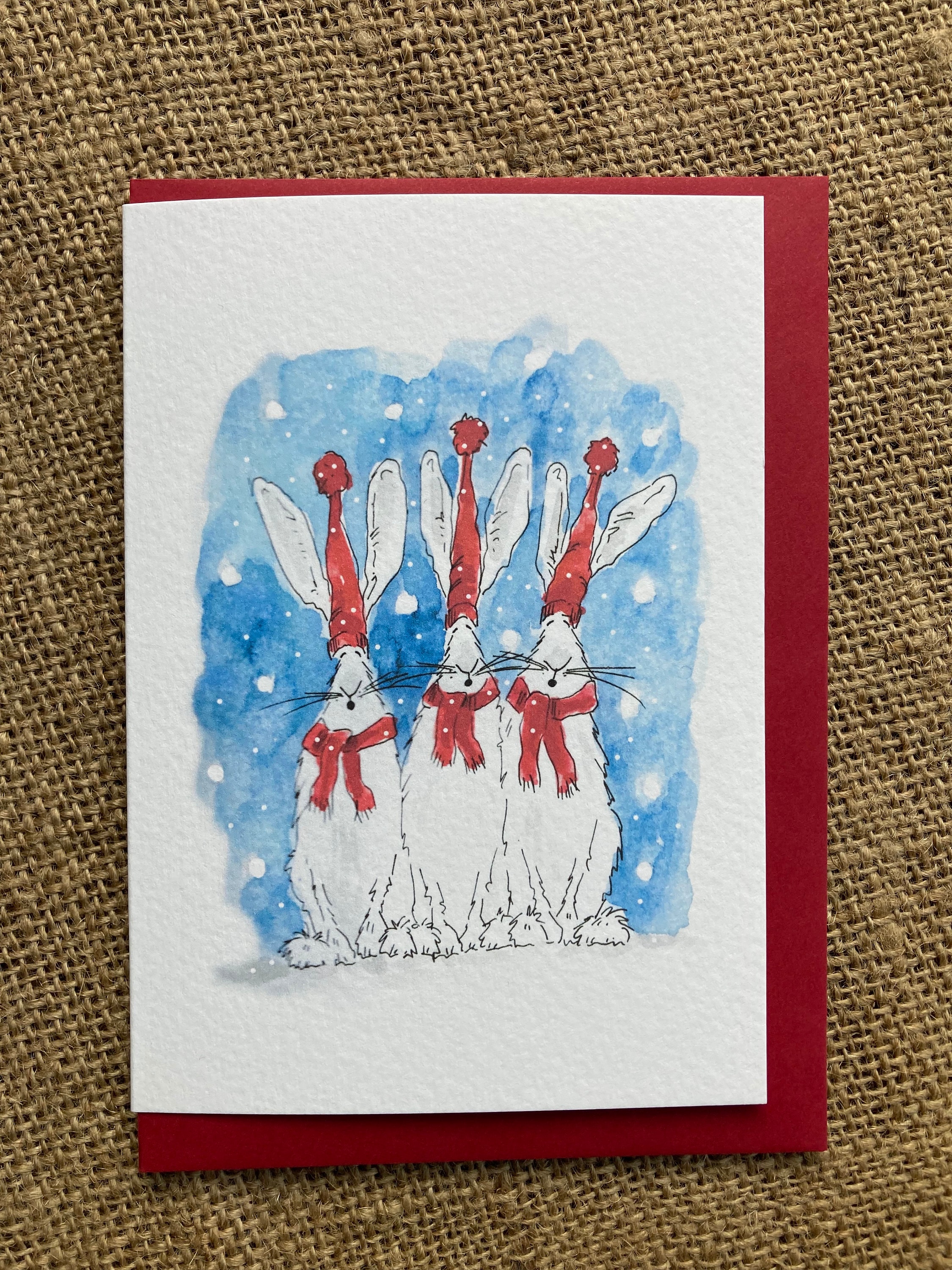 Pack of Five Hare Christmas Cards, Hare Cards, Christmas Cards, We ...