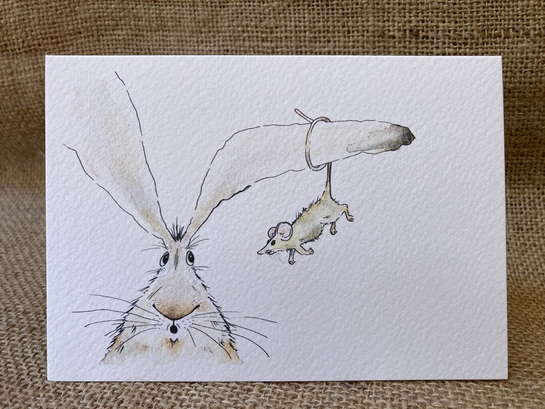 Hare and Mouse Card, Greetings Card, Hare Card - Etsy