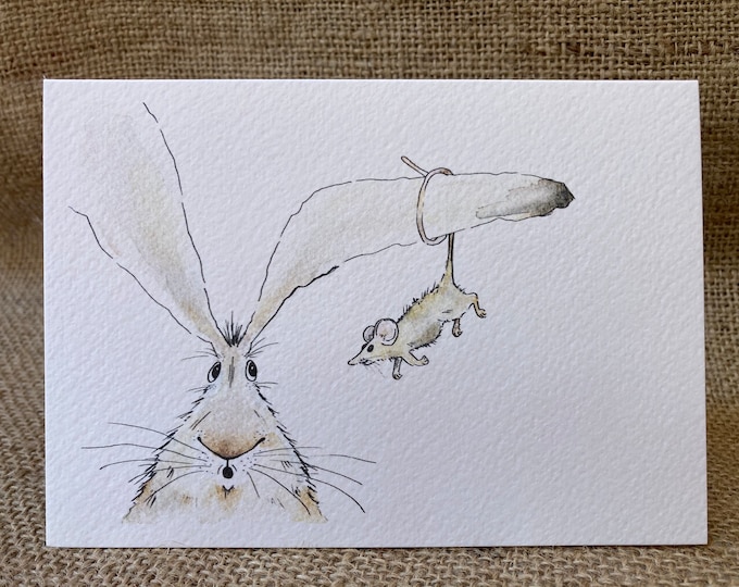 Hare and Mouse Card, Greetings Card, Hare Card - Etsy