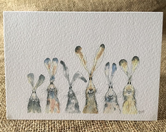 Pack of Five Hare Cards, Easter Cards, C6 Size, Hare Cards - Etsy