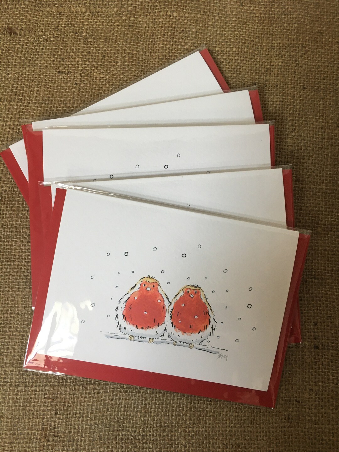 Pack of Five Christmas Robin Cards, Robin Cards, Christmas Cards - Etsy