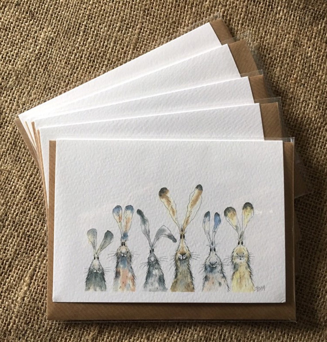 Pack of Five Hare Cards, Easter Cards, C6 Size, Hare Cards - Etsy