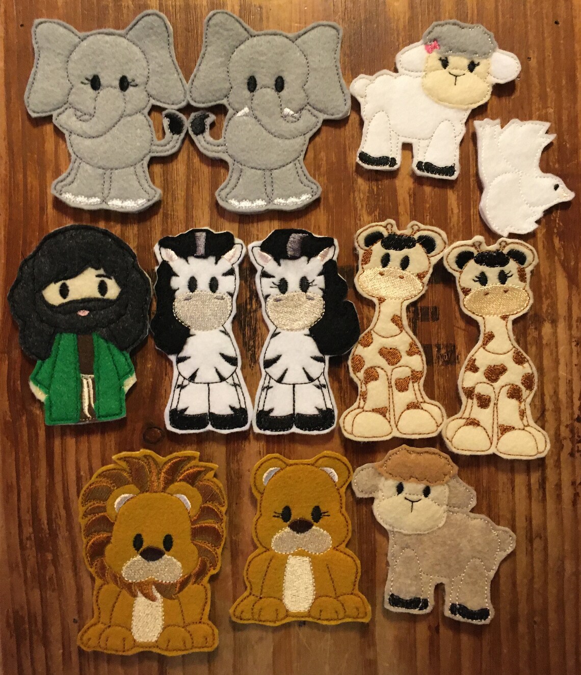 Noah's Ark Finger Puppet Felt Embroidered Busy Book Page Set Handmade ...