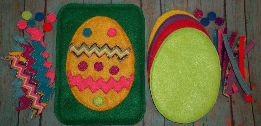 Quiet Busy Book Page Felt Easter Egg Build Decorate ADD-ON Set 4 Eggs 8 ...