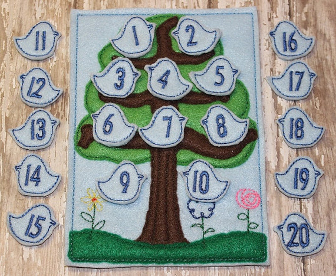 Blue Bird on the Tree Count the Birds Math Number Learning Set Tree ...