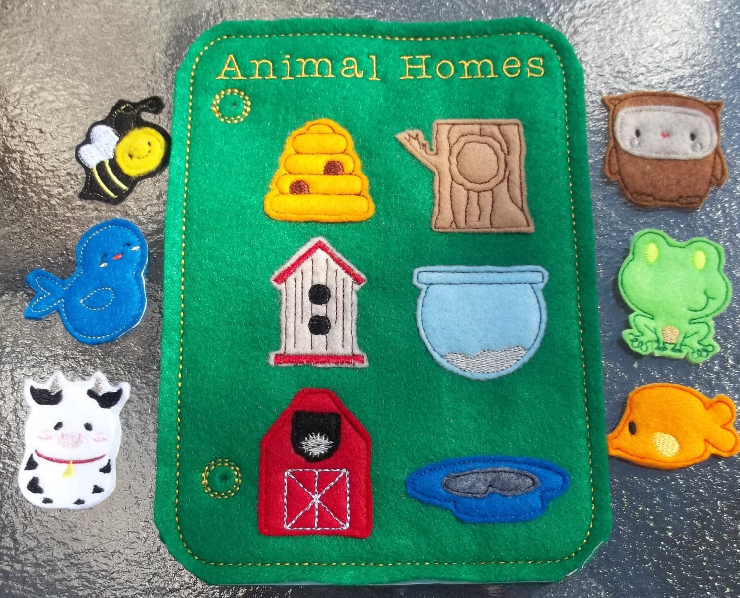 Animal Homes Busy Book Embroidered Felt Learn Teach Quiet Book - Etsy