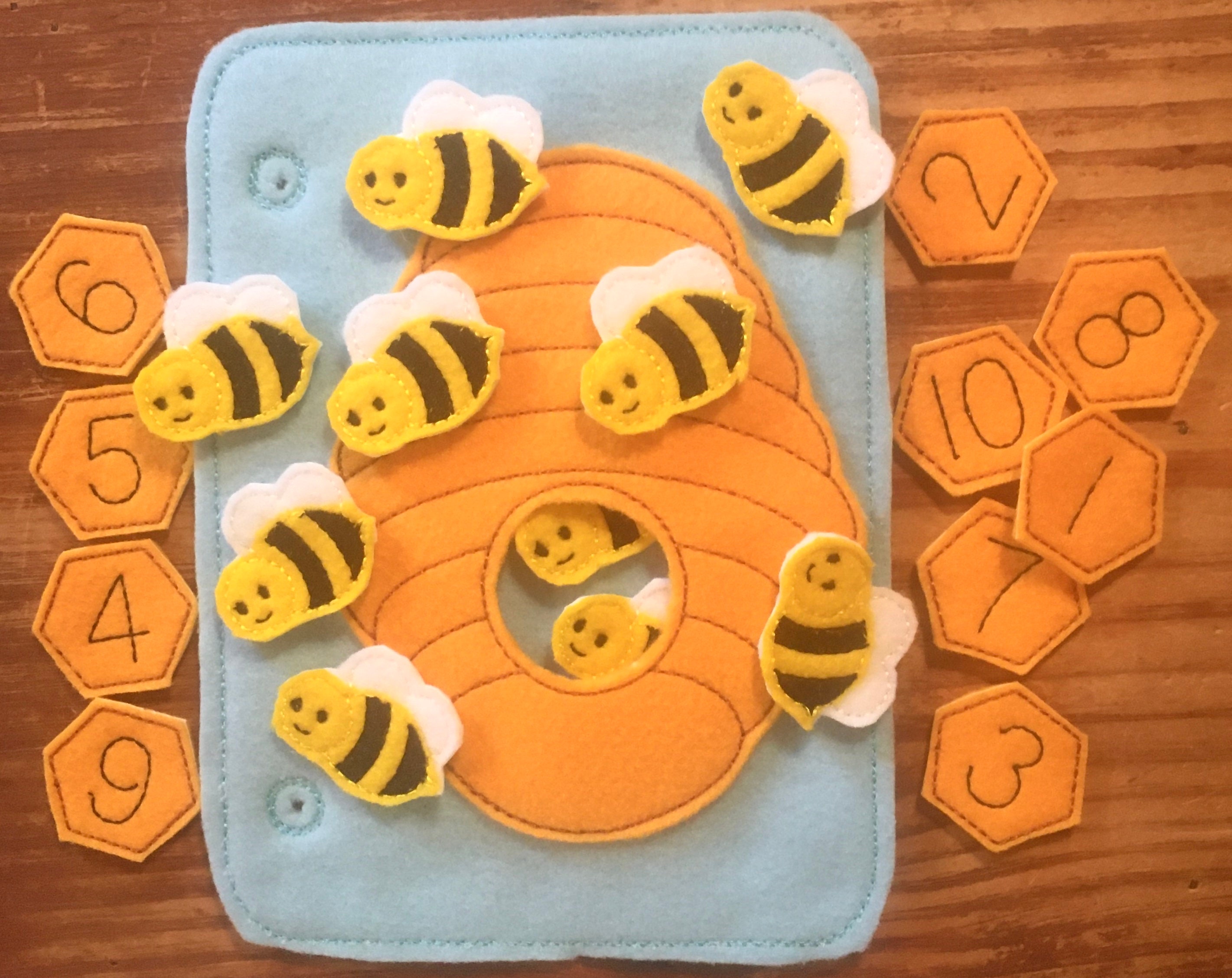 Counting Beehive Felt Embroidered Busy Book Quiet Book Page | Etsy