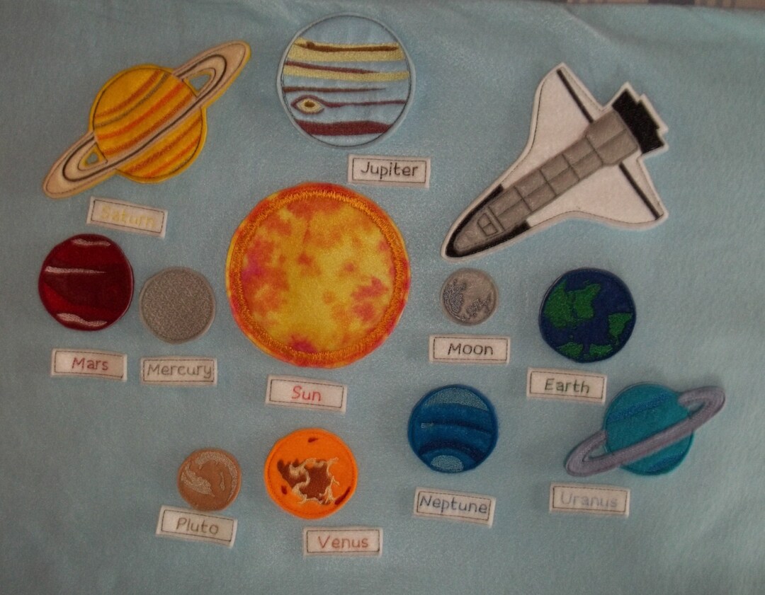 Felt Embroidered Outer Space Solar System Universe Learn Teach Play Set ...