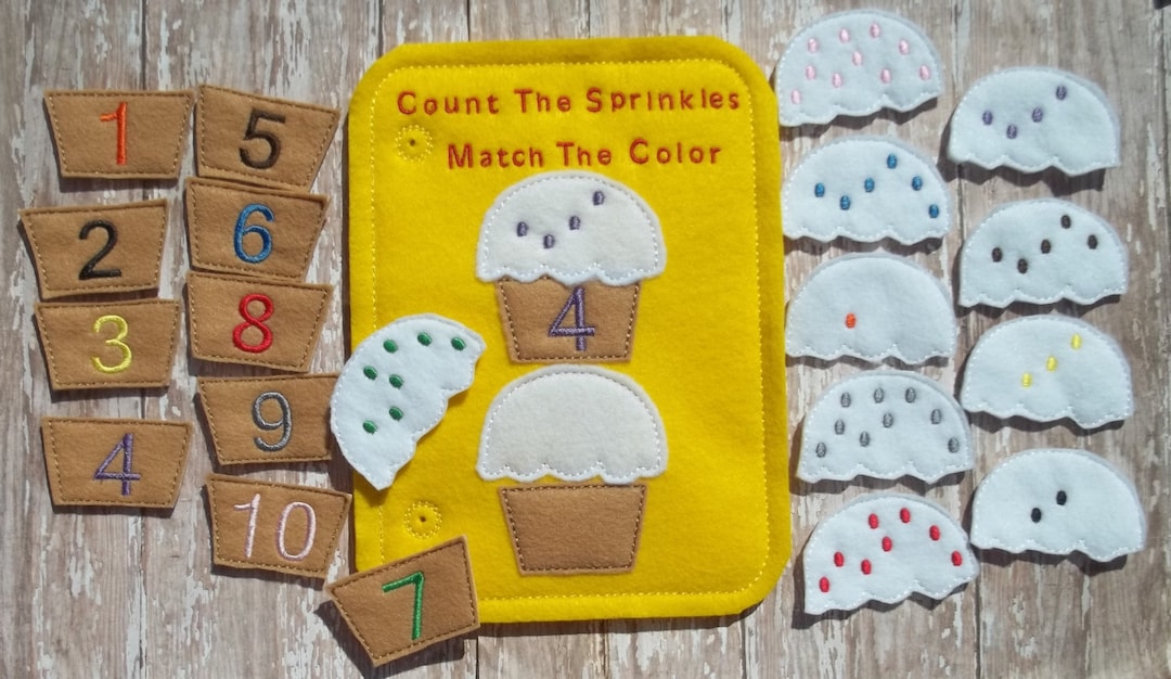 Child Gift Cupcake Count Sprinkles & Match Colors Learning Set Busy ...