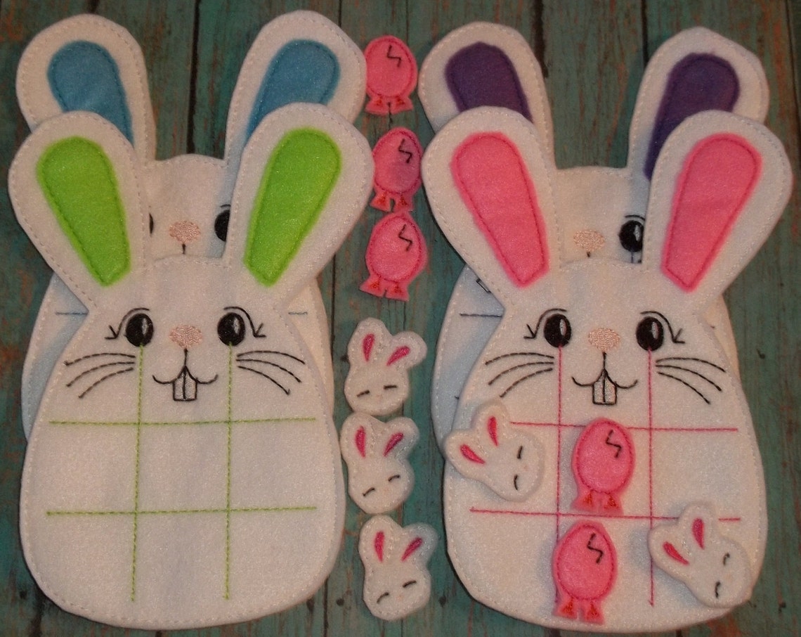 Easter Bunny Tic Tac Toe Felt Game Embroidered Board Games Educational ...