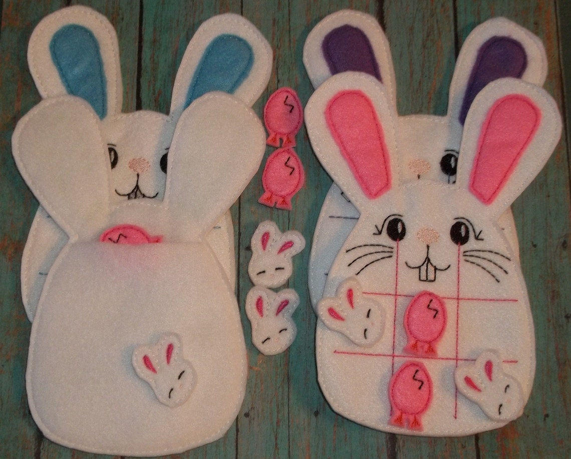 Easter Bunny Tic Tac Toe Felt Game Embroidered Board Games Educational ...