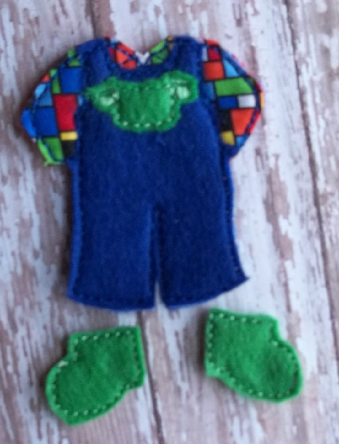 Ian Doll Blue Bibber Playset Farmer Outfit From My "unpaper Felt Dolls ...