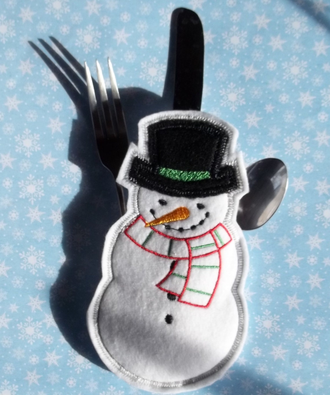 Snowman Silverware Holder Cutlery Holder Set of Four - Etsy
