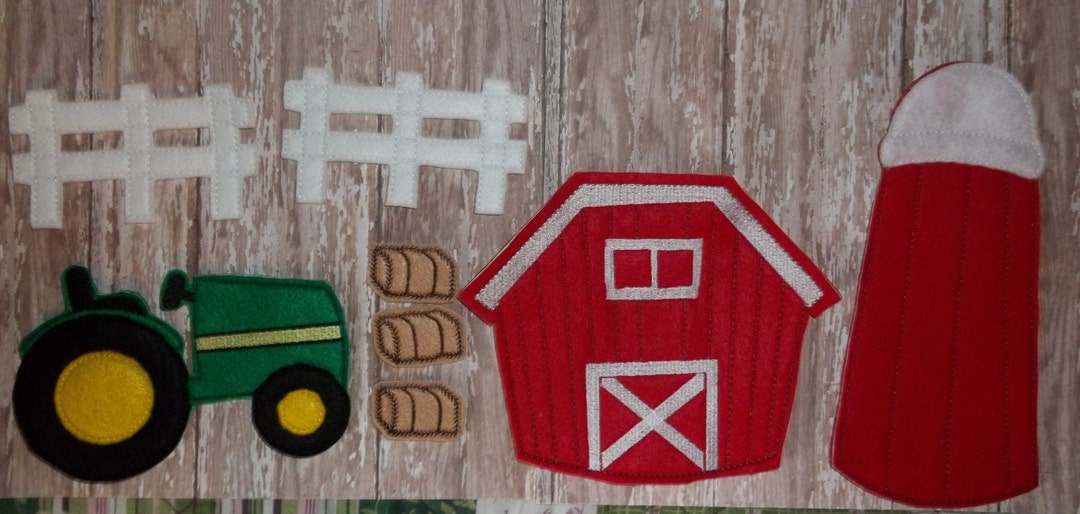 Child Gift Felt Board Farm Yard Set Busy Quiet Book Large Green Tractor ...