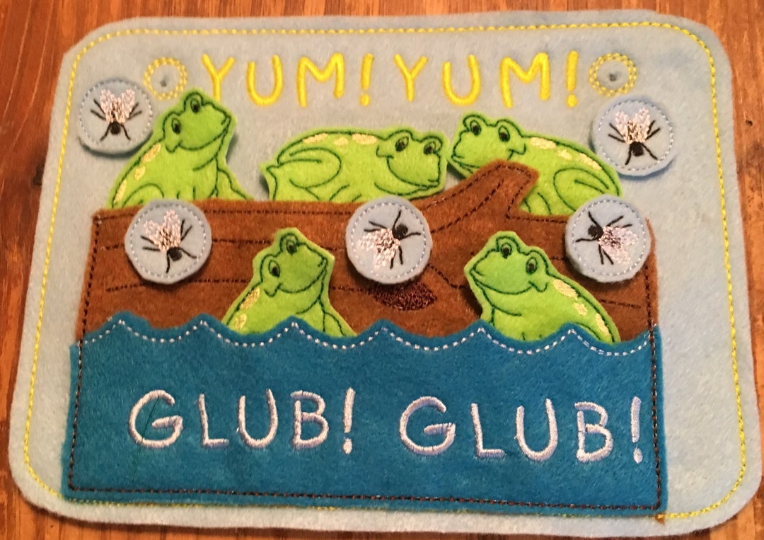 Five Green Frogs Busy Book Page W 5 Frogs 5 Flies Set, Story Game ...