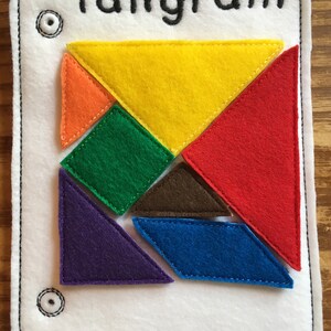 Child Gift Tangram Puzzle Busy Book Page Color & Shape Match Learning ...