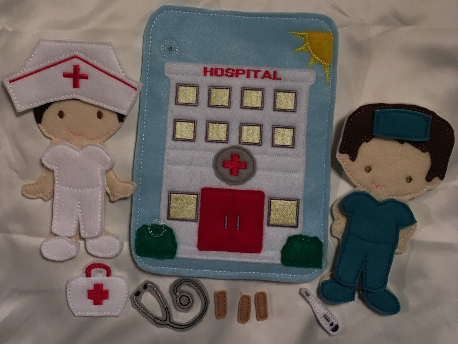 Nurse Doctor Dress up Set Paper Dolls Felt Embroidered Doll - Etsy