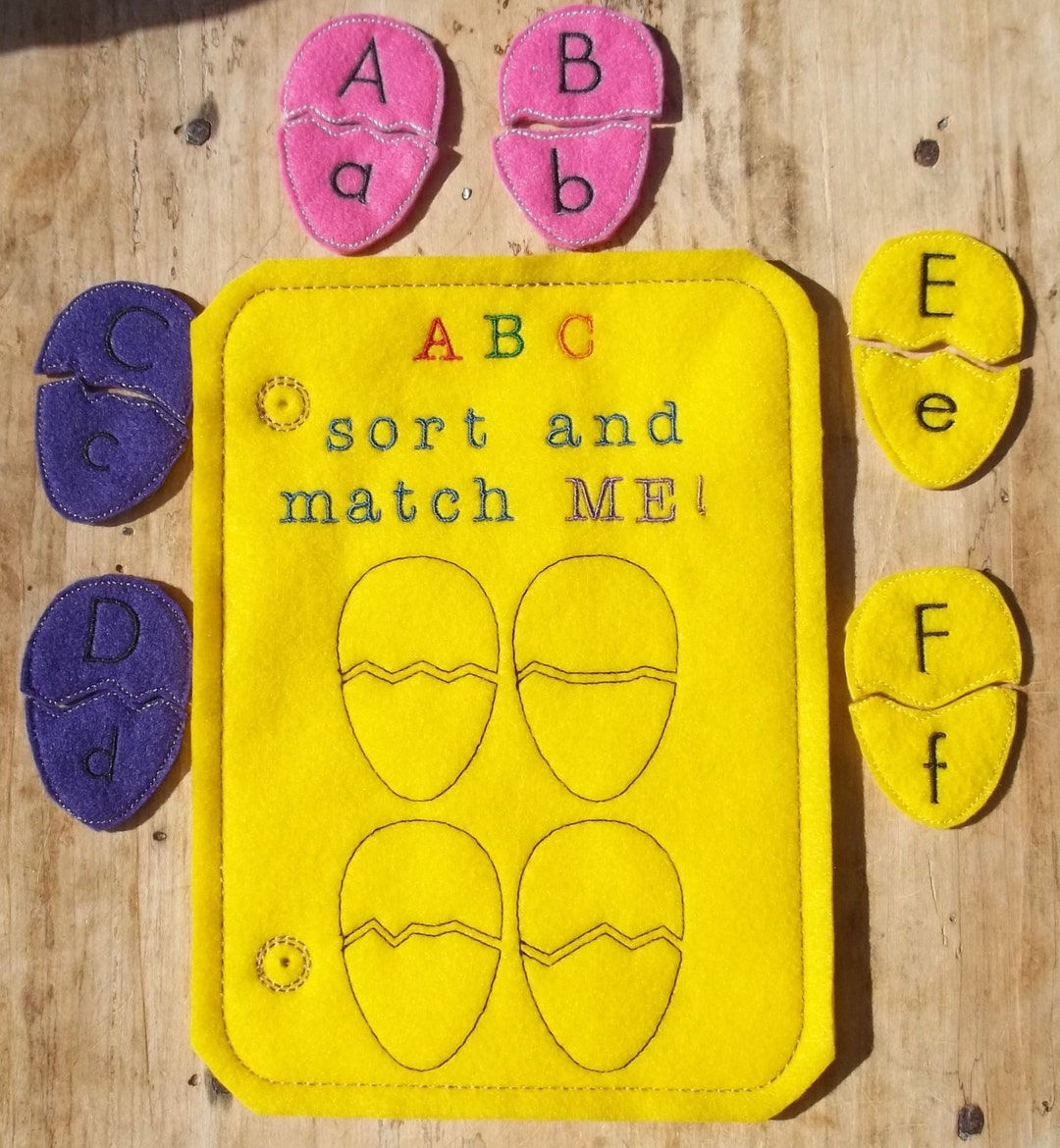 Alphabet ABC Felt Matching Game Busy Book Egg Shaped Puzzles 26 Eggs ...